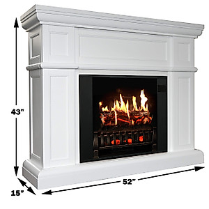 MagikFlame Electric Fireplace with Mantel - Artemis White - 30 Flames, Large, Freestanding, 5,200 BTU Heater, Crackling Log Sound, Bluetooth, App - New Home Design, Remodels, Family Atmosphere
