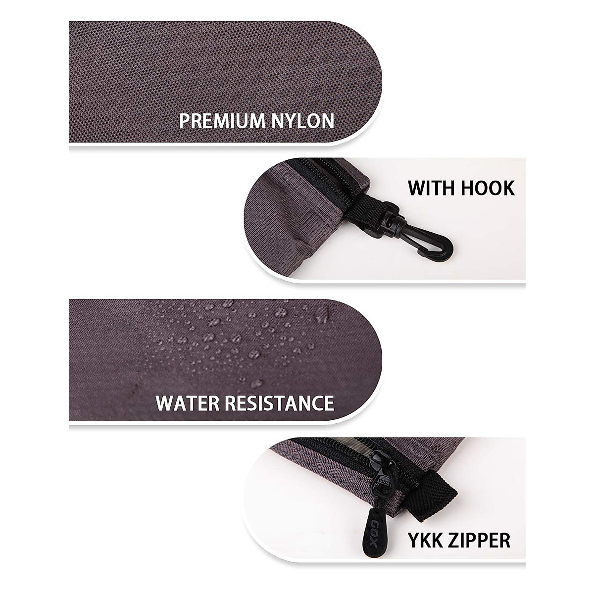 GOX Small Toiletry Bag for Men Bulk Cosmetic Bag Dopp Kit Carry On Zipper Pouch Organization Nylon Packing Sack Waterproof(Grey)