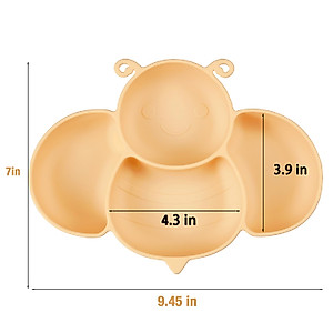 PandaEar Silicone Suction Plates with 3 Spoons Forks for Babies & Toddlers| Divided Unbreakable Toddler Plate| Baby Led Weaning Supplies Self Feeding Eating Utensils| BPA-Free