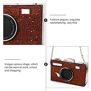 TENDYCOCO Camera Shaped Crossbody Bag Wide Shoulder Bag Square Bag Camera Bling Purse Unique Design for Daily Storage