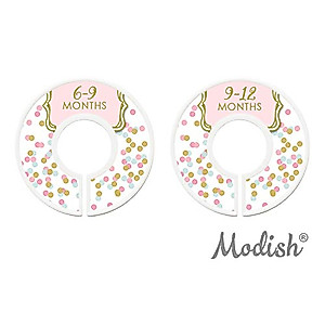 Modish Labels Baby Clothes Size Dividers, Baby Closet Organizers, Size Dividers, Baby Closet Organizers, Closet Dividers, Clothes Organizer, Girl, Pink Mint, Confetti, Dots, Clean Modern (Baby)