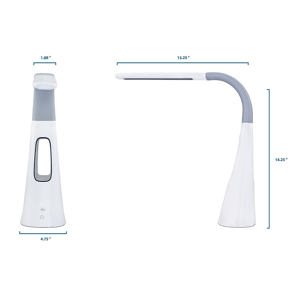 Turcom AirLight Ultrabright LED Desk Lamp with Bladeless Three Speeds Fan Panel,White
