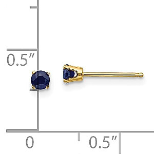 14K Yellow Gold 3mm Blue Sapphire Studs Gemstone Earrings September Birthstone Jewelry