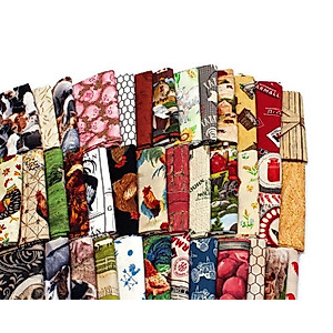 10 Fat Quarters - Farm Farming Country Hobby Farmer Ranch Orchard Farmhouse Animals Assorted Quilters Cotton Fabric Bundle