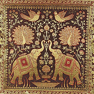 DecorHack by Arusaya Elephant Design Solid Silk Brocade 17 X 17 Inch Sofa Décor Throw Pillowcase (Brown)