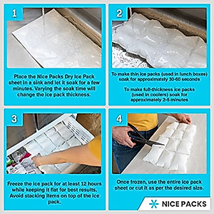 Nice Packs Dry Ice for Coolers – Lunch Box Ice Packs – Dry Ice for Shipping Frozen Food – Ice Packs for Kids Lunch Bags – Reusable Ice Packs – Long Lasting - Flexible