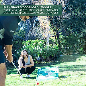 Sidelinx Golf Pong Set - Mash Up of Golf, Cornhole and Pong - Indoor or Outdoor Chipping Practice Game - Perfect Golf Gift for Adults