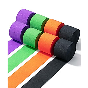 Mr. Pen- Crepe Paper Streamers, 8 pcs, 1.8" x 82ft, Crepe Paper Roll, Orange Streamers, Green Streamers, Black Streamers, Halloween Streamers, Orange Crepe Paper Halloween Decorations Party Streamers