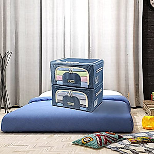 Storage Bins, Foldable,Stackable Clothes Storage Bags,clothes organizer,for Clothes With Large Clear Window Carry Handles, for Bedding, Linen, Clothes (24 L 2 Pack)