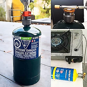 LinaLife 1 lb. Propane Small Gas Tank Input EN417 Valve Output Outdoor Camping Stove Convert Cylinder LPG Canister Adapter