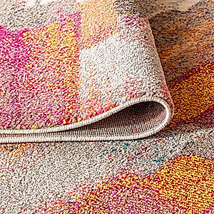 JONATHAN Y CTP101A-5 Contemporary POP Modern Abstract Brushstroke Indoor Area-Rug Bohemian Easy-Cleaning High Traffic Bedroom Kitchen Living Room Non Shedding, 5 ft x 8 ft, Cream/Pink