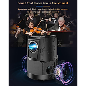 Mini Projector Portable 4K with Bluetooth Speaker, WiFi Projector for iPhone iPad Wireless Screen Casting, Home Theater Portable Projector for Camping Gaming Movie Compatible with Smartphone Laptop DV