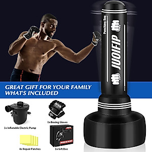 Freestanding Punching Bag with Boxing Gloves and Electric Air Pump - 69” Punching Bag with Stand Adult, Women Men Standing Boxing Bag Inflatable Kickboxing Bag for Training MMA Thai Fitness
