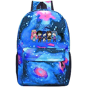 Star Sky School Backpack Its Funneh and the Krew Unisex Galaxy Bookbags for Kids Teens Students Daypack Blue