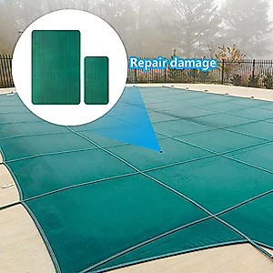 Lfutari 6pcs Swimming Pool Cover Repair Kit - Pool Safety Cover Patch Kit - Self-Adhesive Mesh Pool Cover Saver Patch Kit for Inground Safety Pool Cover (2pcs 12x8 inch+4pcs 4X8 inch)