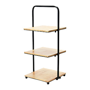 Creative Co-Op Modern Decorative 3 Shelves Solid Wood Kitchen Coffee or Tea Station and Plant Holder, Black Tiered Tray