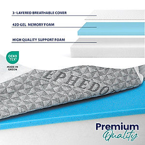 Under Mattress Wedge for Acid Reflux, Queen Size Bed Wedge, Under Mattress Support & Mattress Riser, Memory Foam Top 7.5-Inch Head Riser Incline Topper, Non-Slip Bottom & Side Storage Pockets