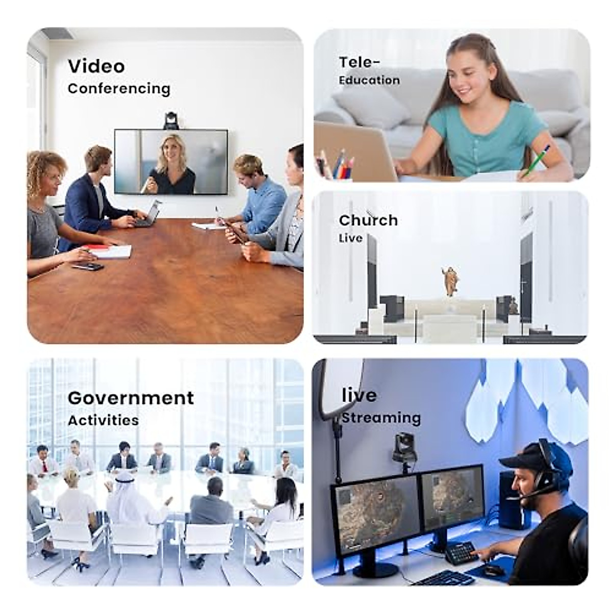 TONGVEO 20X Optical Zoom 60fps PTZ Camera Conference Room USB 1080P Camera System for Church Worship Services Meeting Online Learn, Works with Zoom, Skype OBS Easy to Set Up