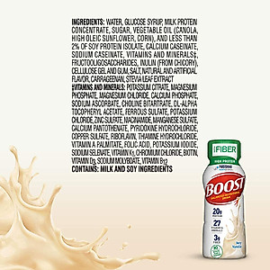 BOOST High Protein with Fiber Complete Nutritional Drink, 8 fl oz Bottles, 24 Rich Chocolate + 24 Very Vanilla (Pack of 48)