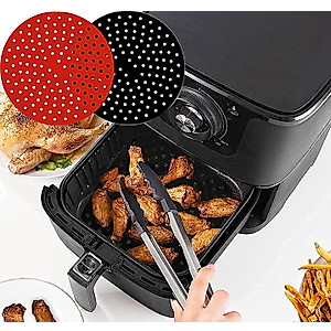 Goneby Reusable Silicone Air Fryer Liners 2 Pack with Air Fryer Magnetic Cheat Sheet, Easy Clean Air Fryer Accessories, Non Stick, AirFryer Accessory Parchment Paper Replacement, 9 Inch