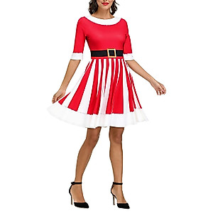 Ainuno Christmas Dresses for Women 2023 Holiday Red Santa Claus Ugly Dress Casual Cute Xmas Costumes,XXL