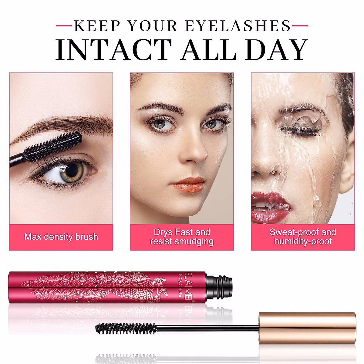 4D Magic Silk Fiber Lash Mascara- Waterproof & Hypoallergenic Easily to Create Amazing Make-up by Thicker,Long Lasting and Curly Eyelashes