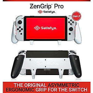 Satisfye – ZenGrip Pro Gen 3 OLED Slim Bundle, Accessories Compatible with Nintendo Switch - The Bundle includes: White Grip, Slim Case (WHITE)