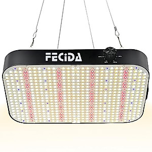 FECiDA 6000 Lumen LED Grow Light Dimmable, 2024 Best LED Grow Lights for Indoor Plants Full Spectrum, Hanging Seed Starting Seedlings Vegetable Growing Lamps, Daisy Chain Function, Quiet Built-in Fan
