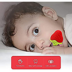 TEKSTAR Baby Teething Toys Silicone Fruit Giraffe Banana Toothbrush Teethers Freezer BPA Free, Soothe Babies Teething Relief Sore Gums for Newborn Infant and Toddler (5-Pack)