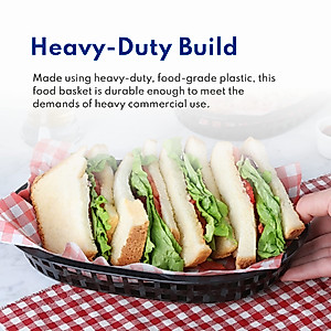 New Star Foodservice 44164 Fast Food Baskets, 9 1/4-Inch x 6-Inch Oval, Set of 12, Red