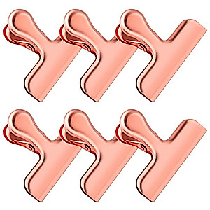 6 Pack Rose Gold Bag Clips for Food, Chip Clips Bag Clips Food Clips, Heavy Duty Snack Clips, Clips for Food Packages, Air Tight Seal for Home Office Kitchen