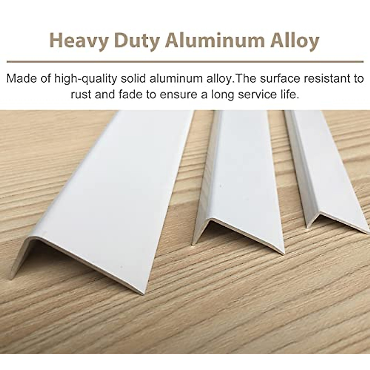 Doorway Uneven Floor Transition Strip, White L-Molding Floor Edging Transition Strip, Wood to Tile Protection Trim Strips for Uneven Floors, Heavy Duty Aluminum Alloy Threshold Strip, 35.4in Long ( Si