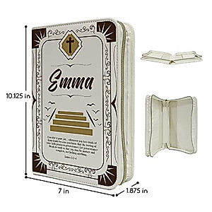 10x7 Inch Personalized Bible Cover – Create Your Own Design, Custom Bible Cover and Carrying Case with Handle – Leatherette Book Covers and Bible Case for Women - White (Design 2)