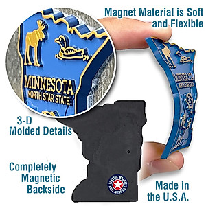 Minnesota Small State Magnet by Classic Magnets, 2" x 2.2", Collectible Souvenirs Made in The USA