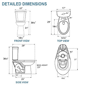 HOMLYLINK 21 Inch Extra Tall Toilet for Seniors, Elongated High Toilet, Comfort Bowl Height Toilet for Bathroom, Two-Piece Dual Flush 1.1/1.6 GPF, 12” Rough In,White, Elongated Oval Bowl