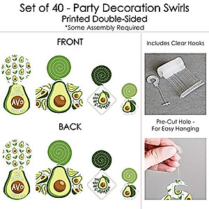 Big Dot of Happiness Hello Avocado - Fiesta Party Hanging Decor - Party Decoration Swirls - Set of 40