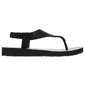 Skechers Cali Women's Meditation-Rock Crown Flat Sandal,black/black,6 M US