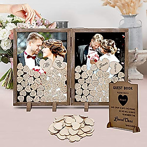 GLM Wedding Guest Book Alternative with Sign, 160 Hearts and 4 Large Hearts, Guest Book Wedding Reception, Rustic Wedding Decorations for Reception, Wedding Decor (Brown)