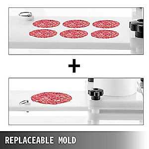 VBENLEM Burger Commercial Buger Press 55mm/2.15inch and 130mm/5inch, Manual Meat Maker PE Material with Tabletop Fixed Design Forming Processor Machine with 2 Sets of Patties Model, 5inch, White