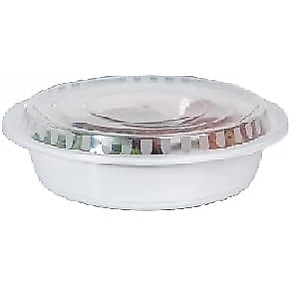 BULK White BIG Container REUSABLE Bowl Meal Food Prep Round Microwavable Heavy Weight bulk Container with Lid, Reusable Plastic (48, Circular, 150, WPC48-150pk)