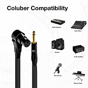 COLUBER CABLE Right Angle XLR Female to 1/4" TS Male - 50 Feet - Purple - Pro 3-Pin Microphone Connector for Powered Speakers, Audio Interface or Mixer for Live Performance & Recording