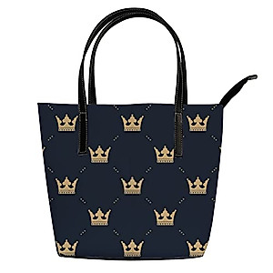 Fashion Tote Handbags Women's Soft Tote Shoulder Bag for Women Work Shopping Top Handle Satchel Bags, 15.8×4×15.4 inches,Fashion Crown