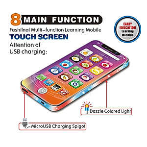 Light Music Simulated Phone Toy, Exquisite Workmanship Light Phone Toy, Educational Kindergarten Children for Home Games (Blue)