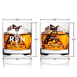 AGMdesign, Funny Double sided Good Day Bad Day Don't Even Ask RN Registered Nurse Whiskey Glasses, Registered Nurse Graduate Gift, Great Gift for Nurses, RN, or Nursing Graduation