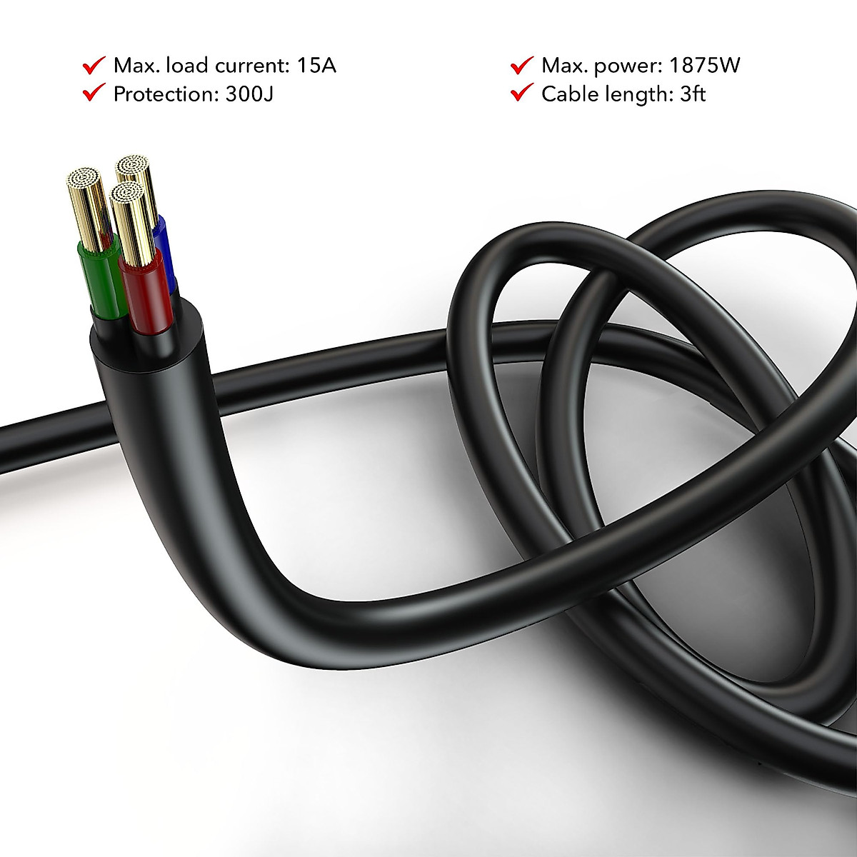 Geeni Surge 6-Outlet Smart Extension Cord, Surge Protector and Cord Extender, Works with Alexa, Google Assistant, Requires 2.4 GHz WiFi, 3 Feet