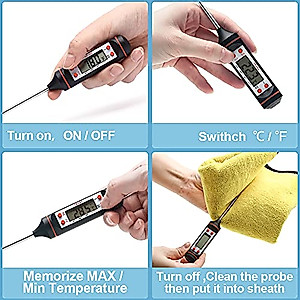 Digital Meat Thermometer Instant Read for Grilling Candy Thermometer BBQ Food Thermometer for Cooking Kitchen Thermometer Long Probe