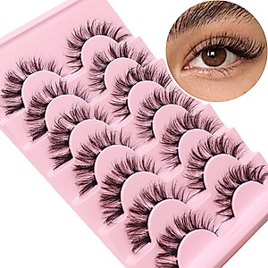 Fyonas Lash Clusters Cat Eye Lashes Lash Extension Wispy False Eyelashes 7 Pairs 3D Faux Mink Lashes Fluffy&Volume Lashes Pack | Lash Clusters 06