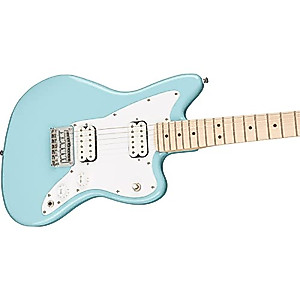 Squier Mini Jazzmaster Electric Guitar, Daphne Blue, Maple Fingerboard