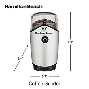 Hamilton Beach 4.5oz Electric Coffee Grinder For Beans, Spices & More, Stainless Steel Blades, Silver (80350RV)