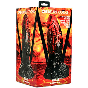 CREATURE COCKS Vulcan Silicone Dildo for Men, Women & Couples. Firm and Flexible, Strong Suction Base, Fantasy Dildo, Unique Texture. Premium Phthalate-Free & Body-Safe Silicone. 1 Piece, Red